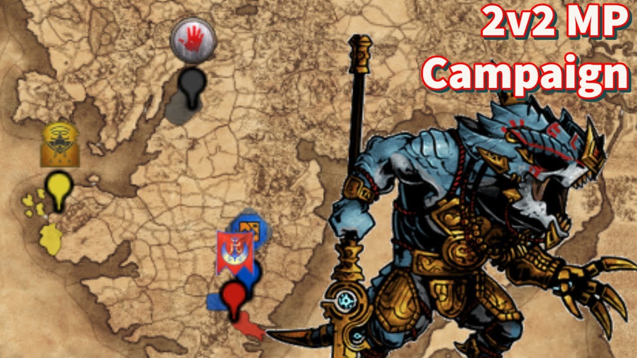 Kroq-Gar and Teclis against Arkhan and Wurzzag 2v2 MP Campaign | Total ...