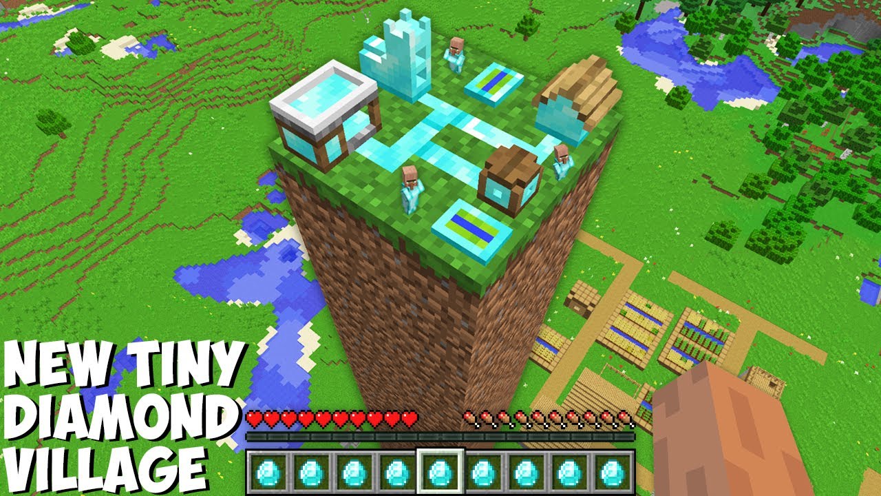 I found SECRET TINY DIAMOND VILLAGE ON LONG DIRT TOWER in Minecraft ...