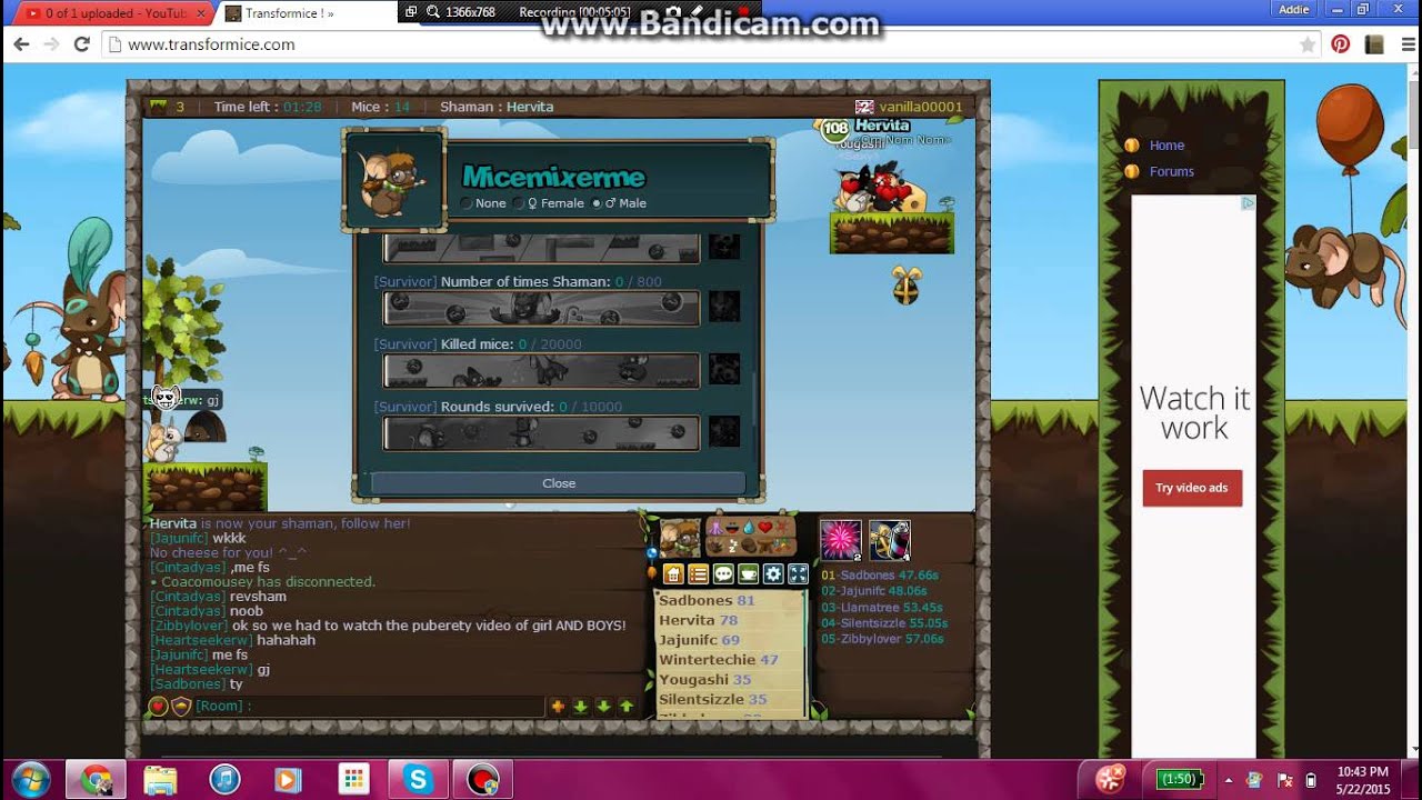 Playing Transformice! (Micemixerme) - YouTube