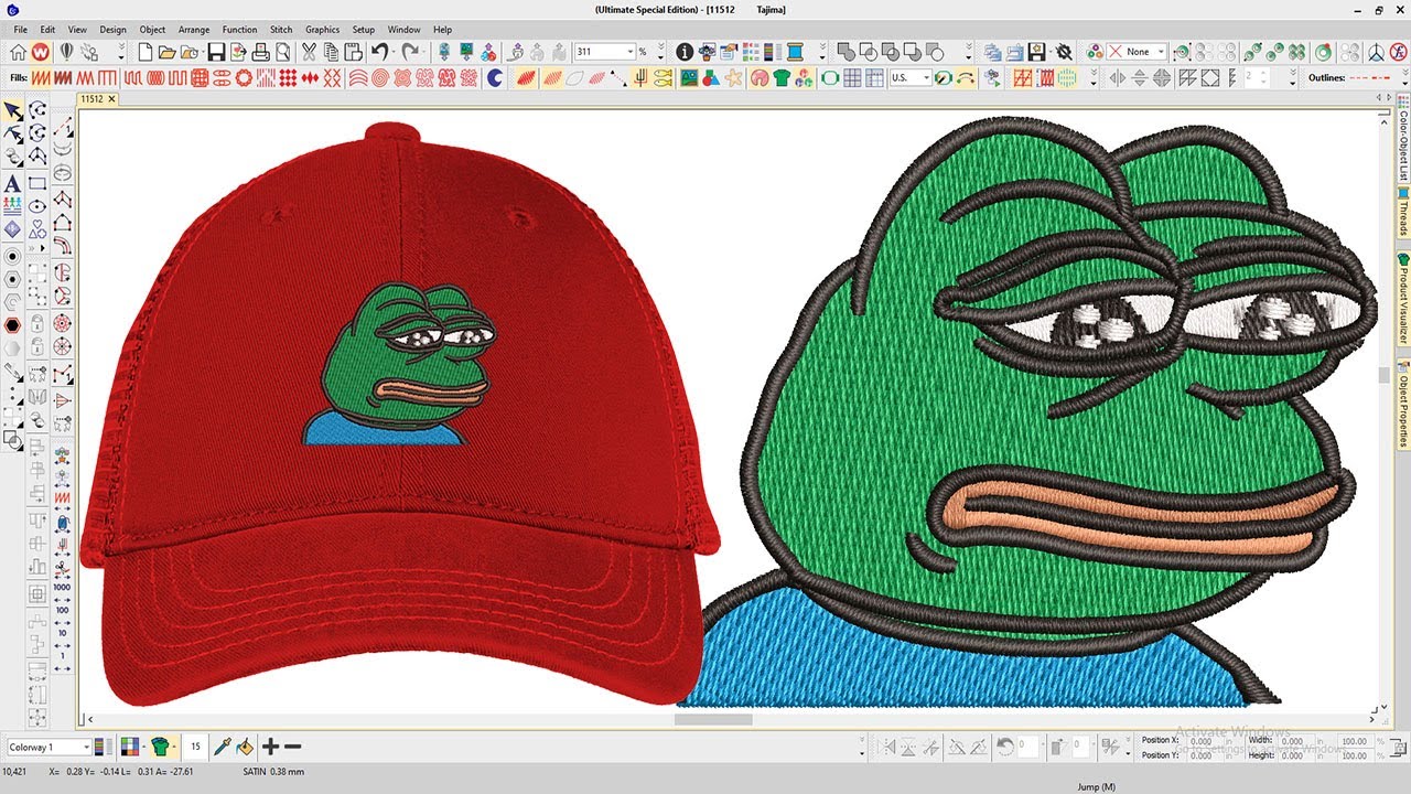 Pepe Frog Embroidery logo for Cap - YouTube