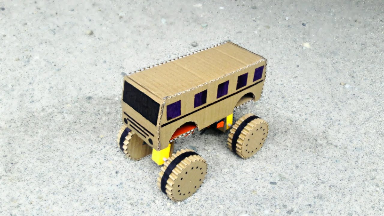 School Bus With Cardboard | how to make school bus with cardboard - DIY ...