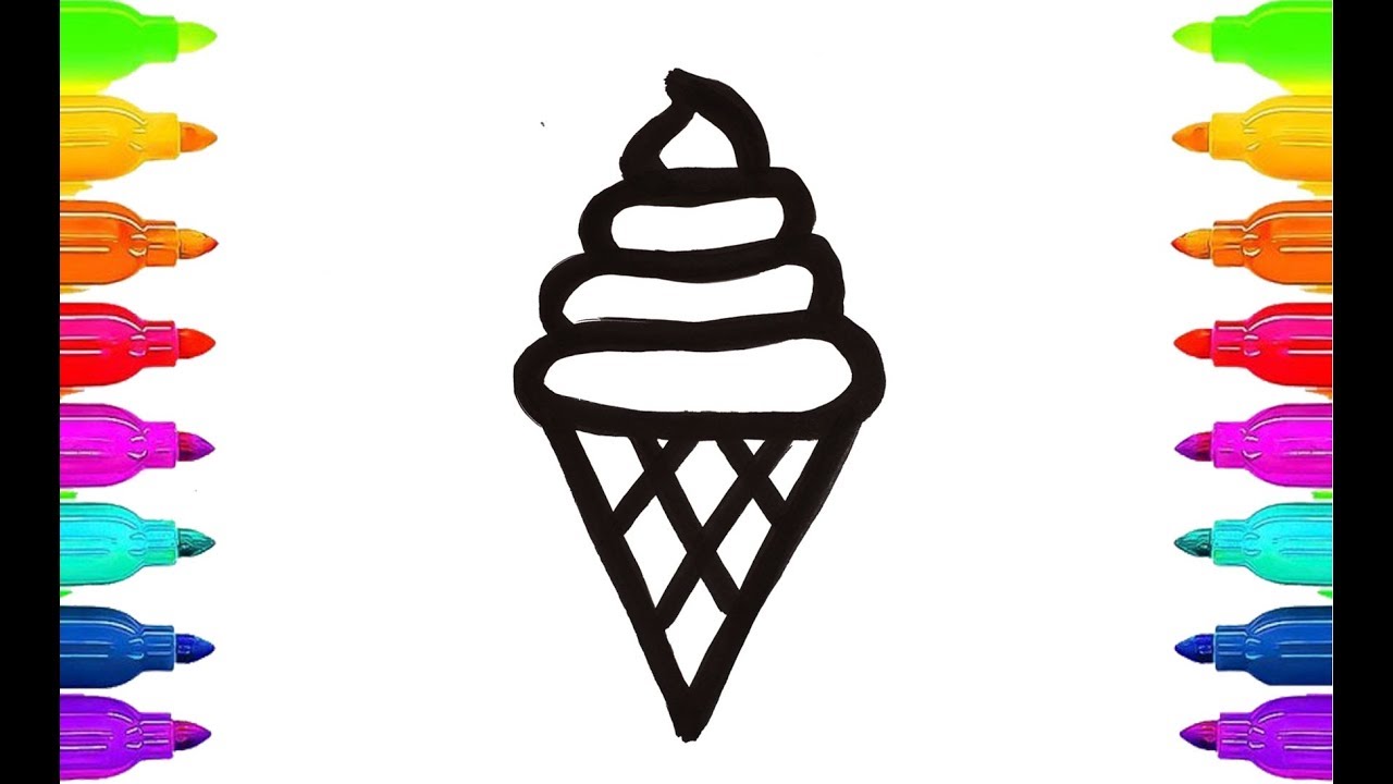 How to Draw Ice Cream with Colored Marker Learning Colors and Coloring ...