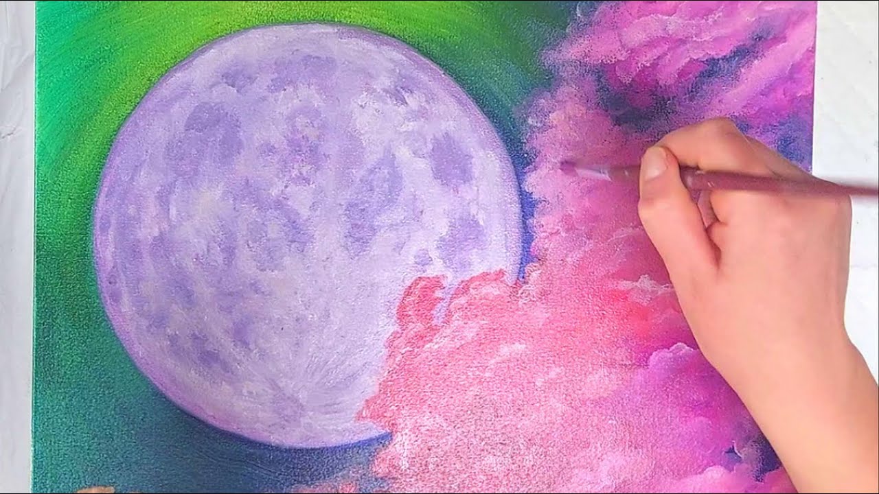 How to draw - abstract full moon oil painting 2023 #drawing #art - YouTube