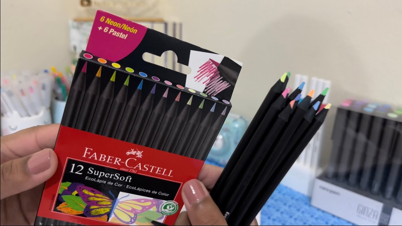 TESTEI OS NOVOS LÁPIS DE COR SUPER SOFT DA FABER CASTELL! PASTEL E NEON ...