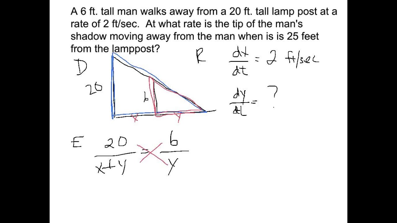 Calculus Related Rate: Lamp Post - YouTube