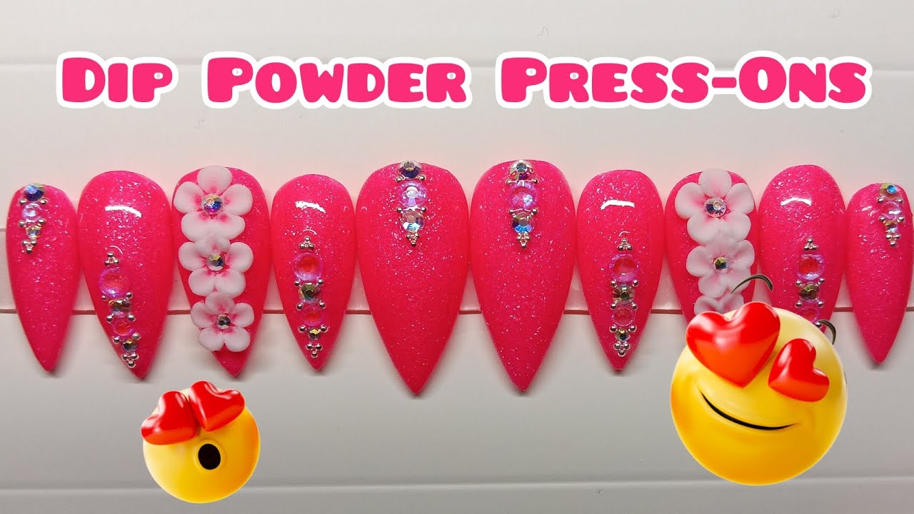 HOW TO: Dip Powder Press-On Application ♡ IN DEPTH 3D Flower Carving ...