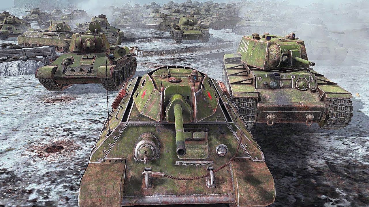 Soviets massive push on enemy defense positions - YouTube