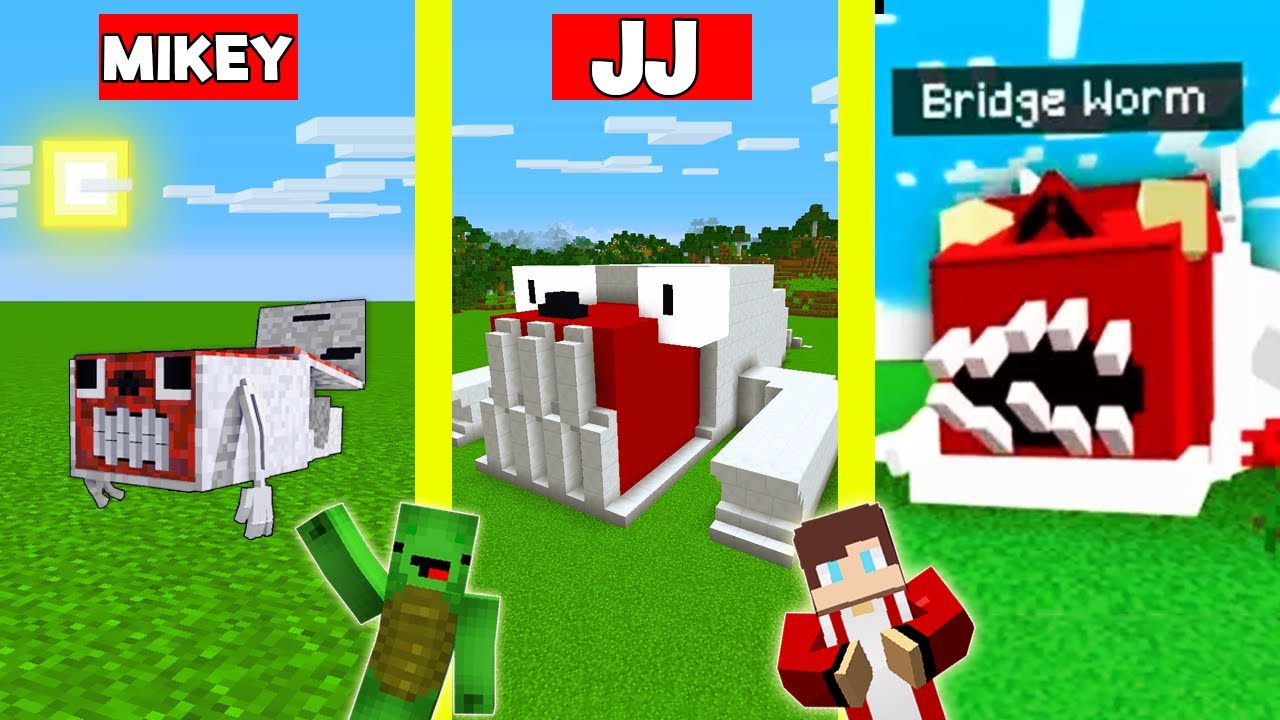 BRIDGE WORM BUILD BATTLE CHALLENGE In Minecraft - NOOB VS PRO - Maizen ...