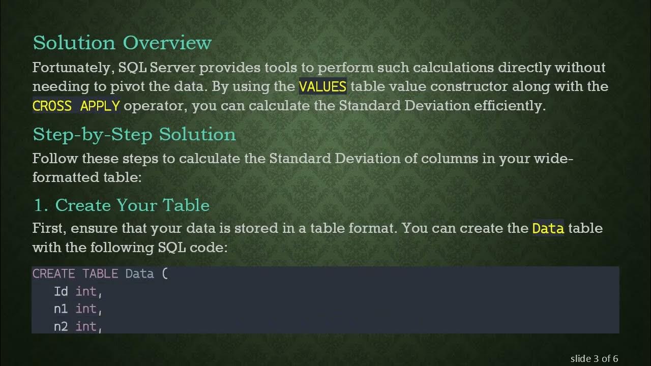 How to Calculate Standard Deviation of Wide Format Data in SQL Server ...