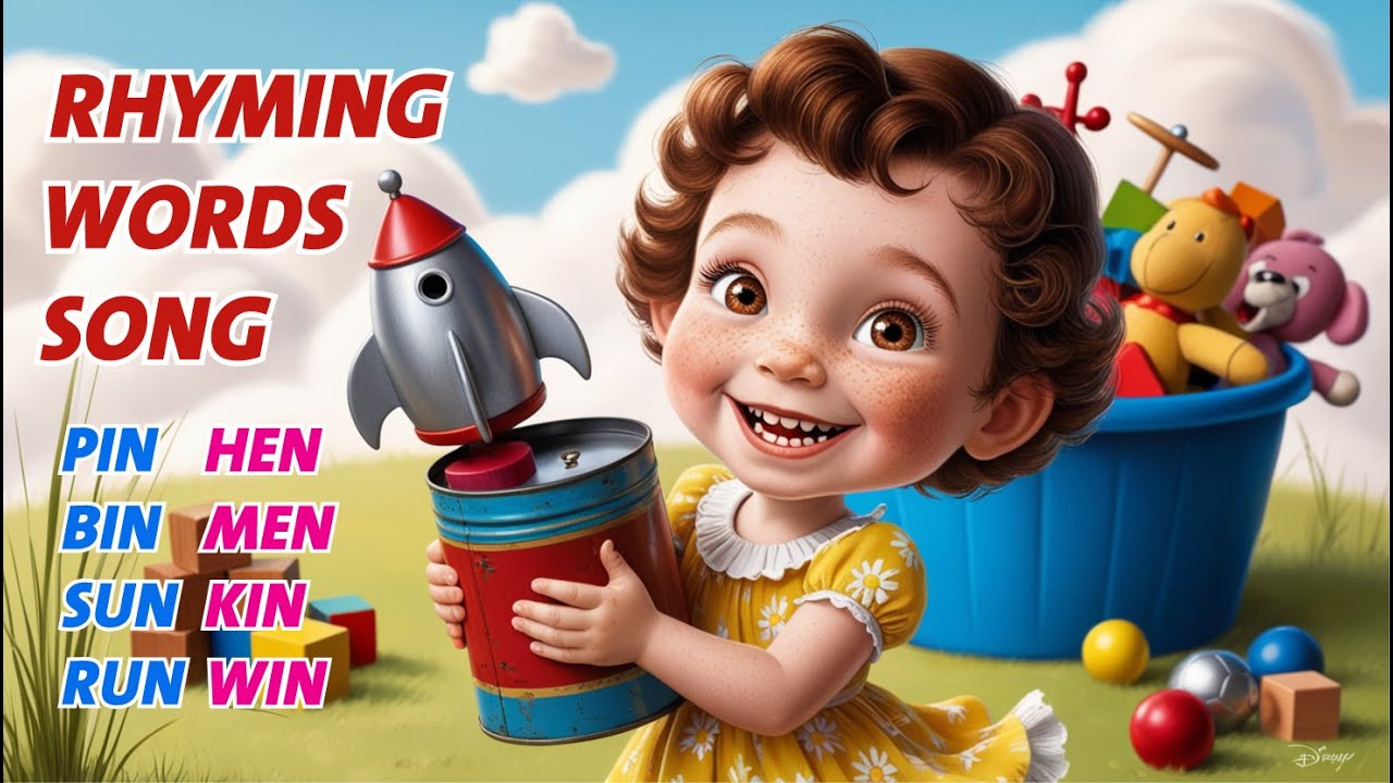 Rhyming Words Song for kindergarten. TIN | WIN | SUN | RUN | HEN | MEN ...