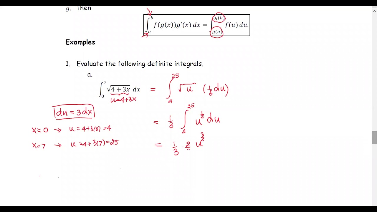 M204 U-Sub Definite Integral - YouTube