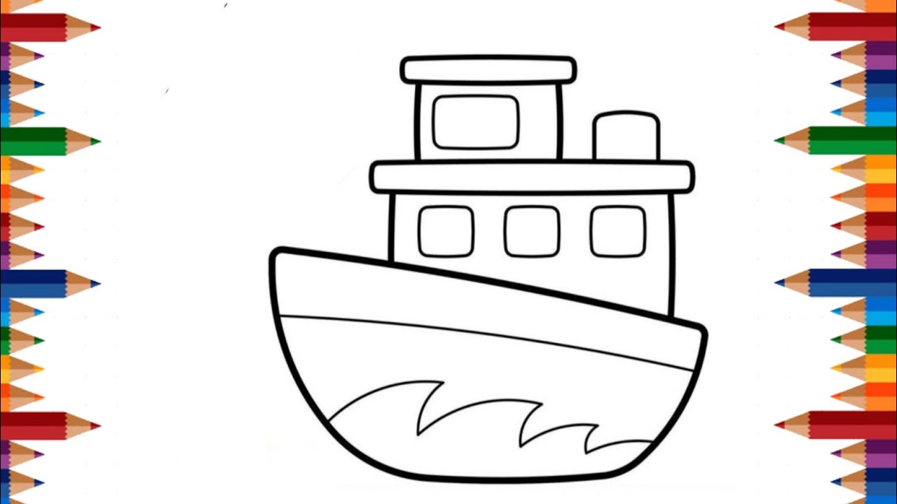 How To Draw Ship Easy | Ship Drawing Easy Step By Step | पानी का जहाज ...