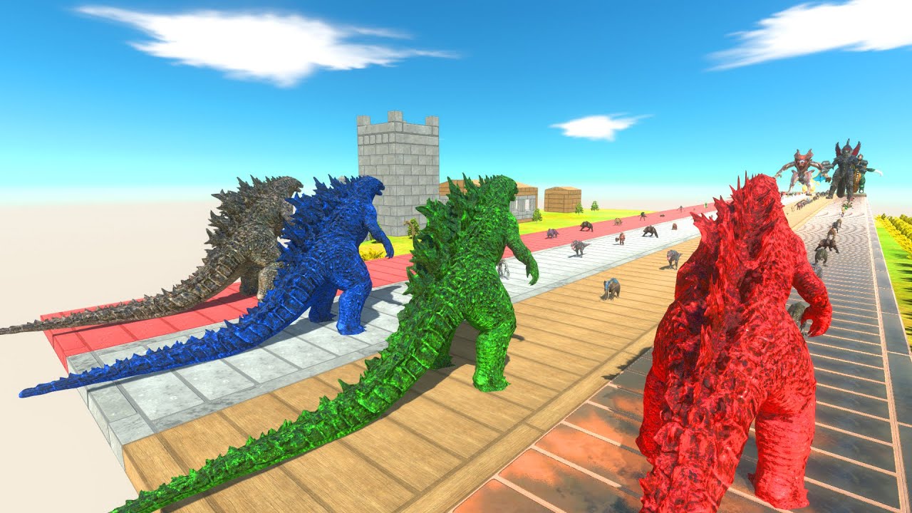 DEATH RUN: 4X GODZILLA VS ALL ANIMAL ARBS - Animal Revolt Battle ...