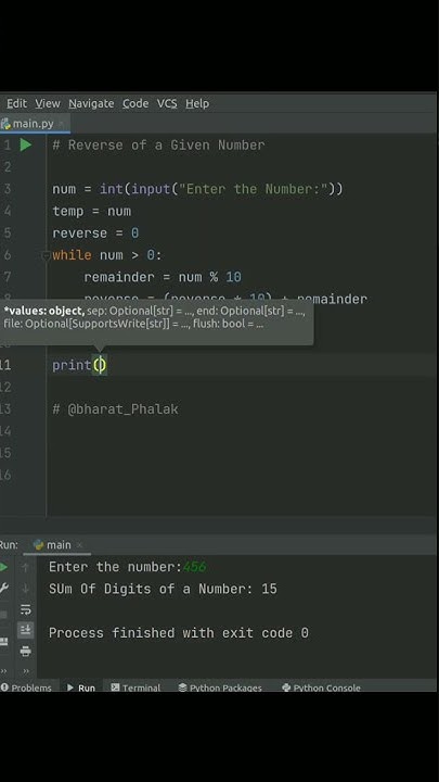 Reverse of the Given Number in Python | Bharat IT Connect | Python ...