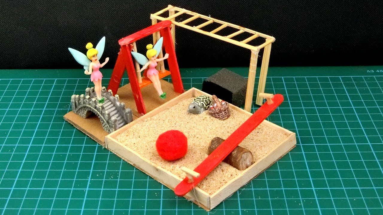 Miniature Popsicle Stick Playground Toy #5 | Easy Crafts Ideas for Kids ...