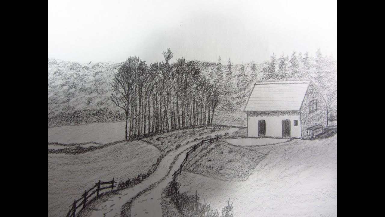 How To Draw A Country House, Fenced - YouTube