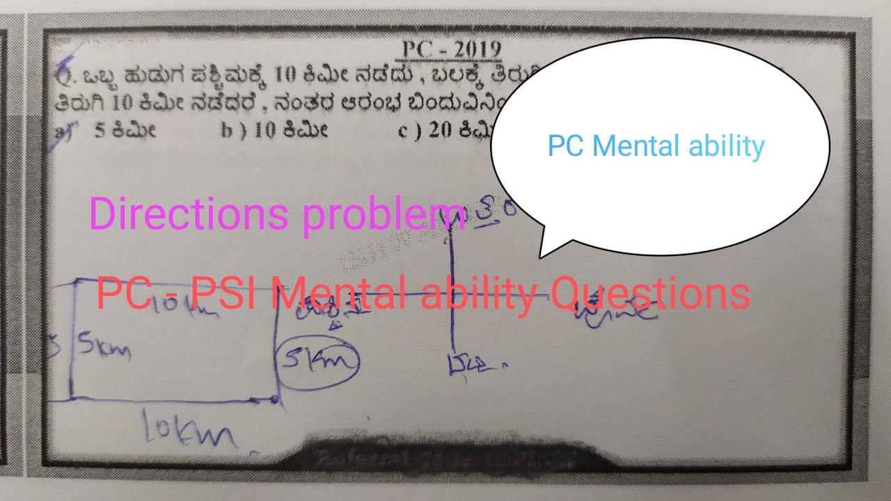 Directions problem #Pc/Psi/SDA/FDA/KAS#mentalabilityinkannada # ...