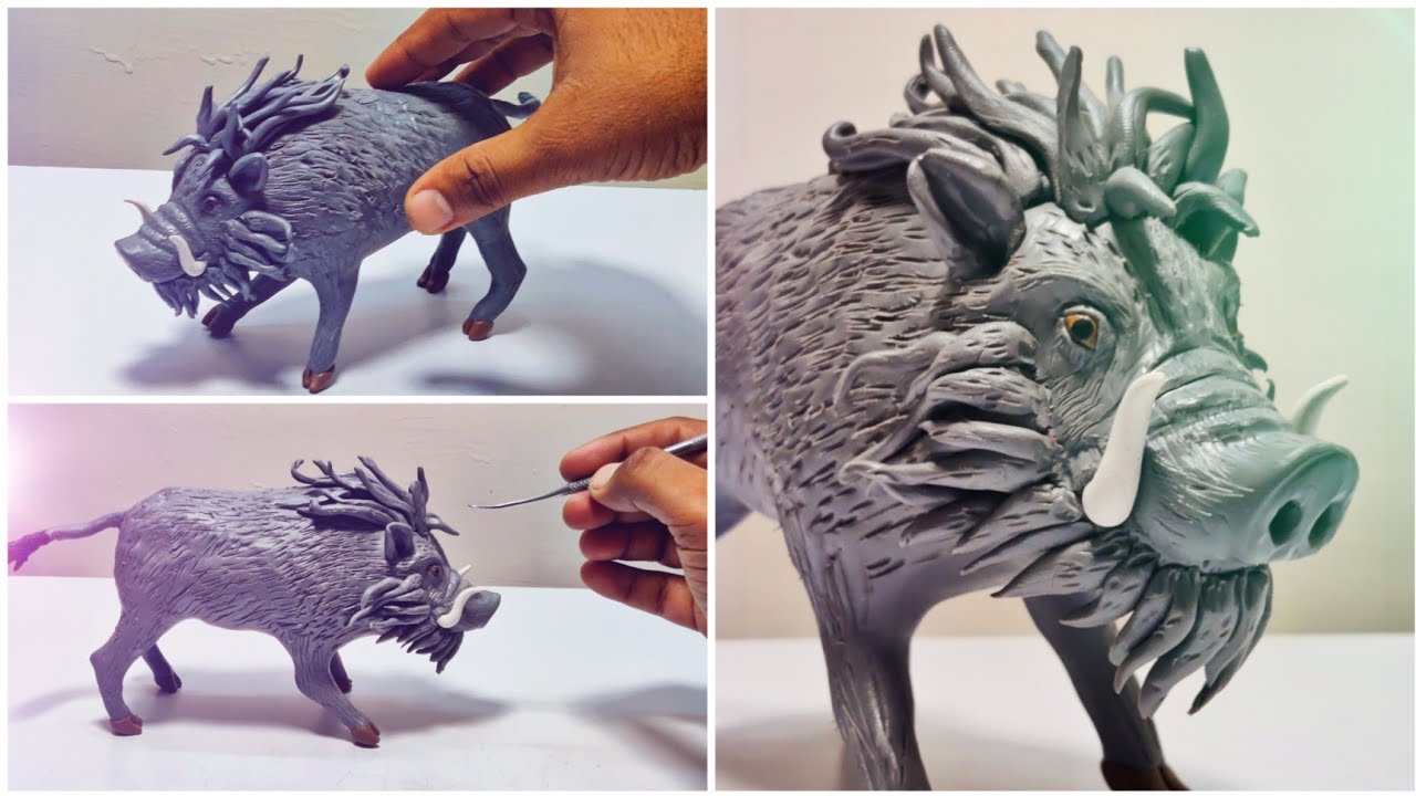 sculpting clay: wild boar 🐗 made from Polymer clay | mouldit clay art ...