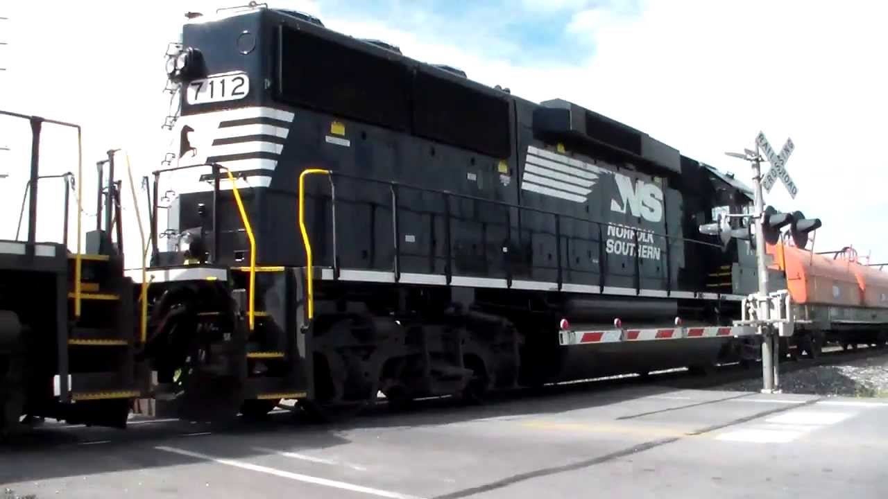 NS SD40-2 and GP60 Pair Shoving Steel Coil Cars Into Pro-Tec at Leipsic ...