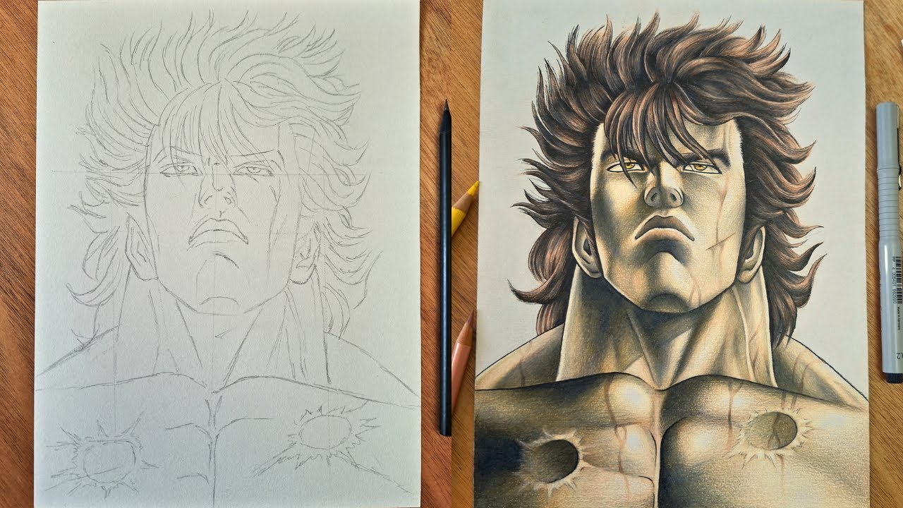 Drawing Kenshiro from Fist of the North Star | Coloring Tutorial - YouTube