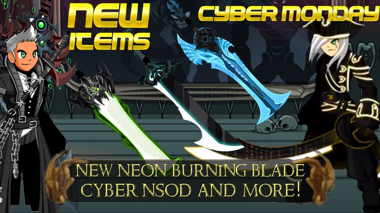 AQW New Neon Burning Blade + Matrix Naval Commander | Cyber NSOD and ...
