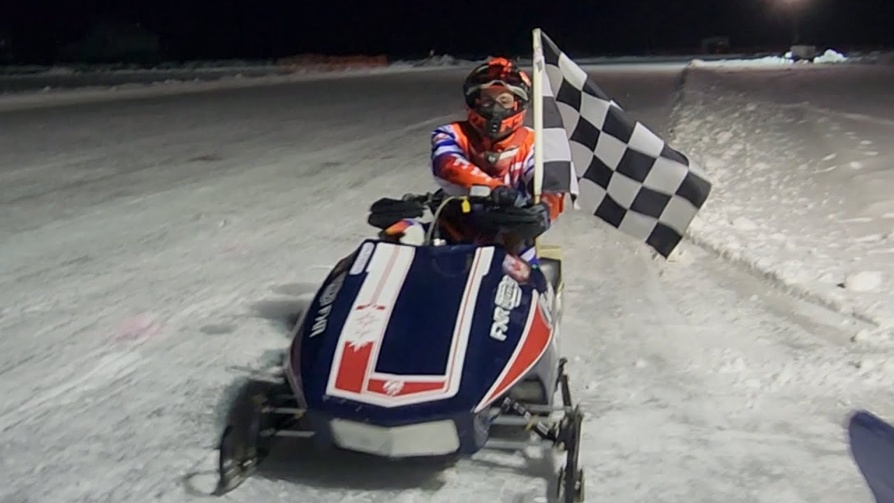 Snowmobile racing in Maine 2024 ice ovals. Saturday night under the ...