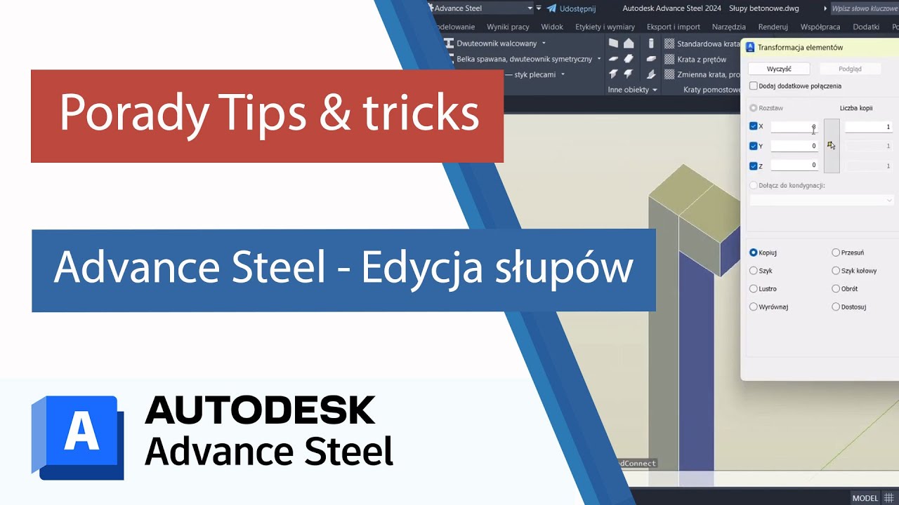 Jak edytować słupy betonowe w Advance Steel | Tips & Tricks - YouTube