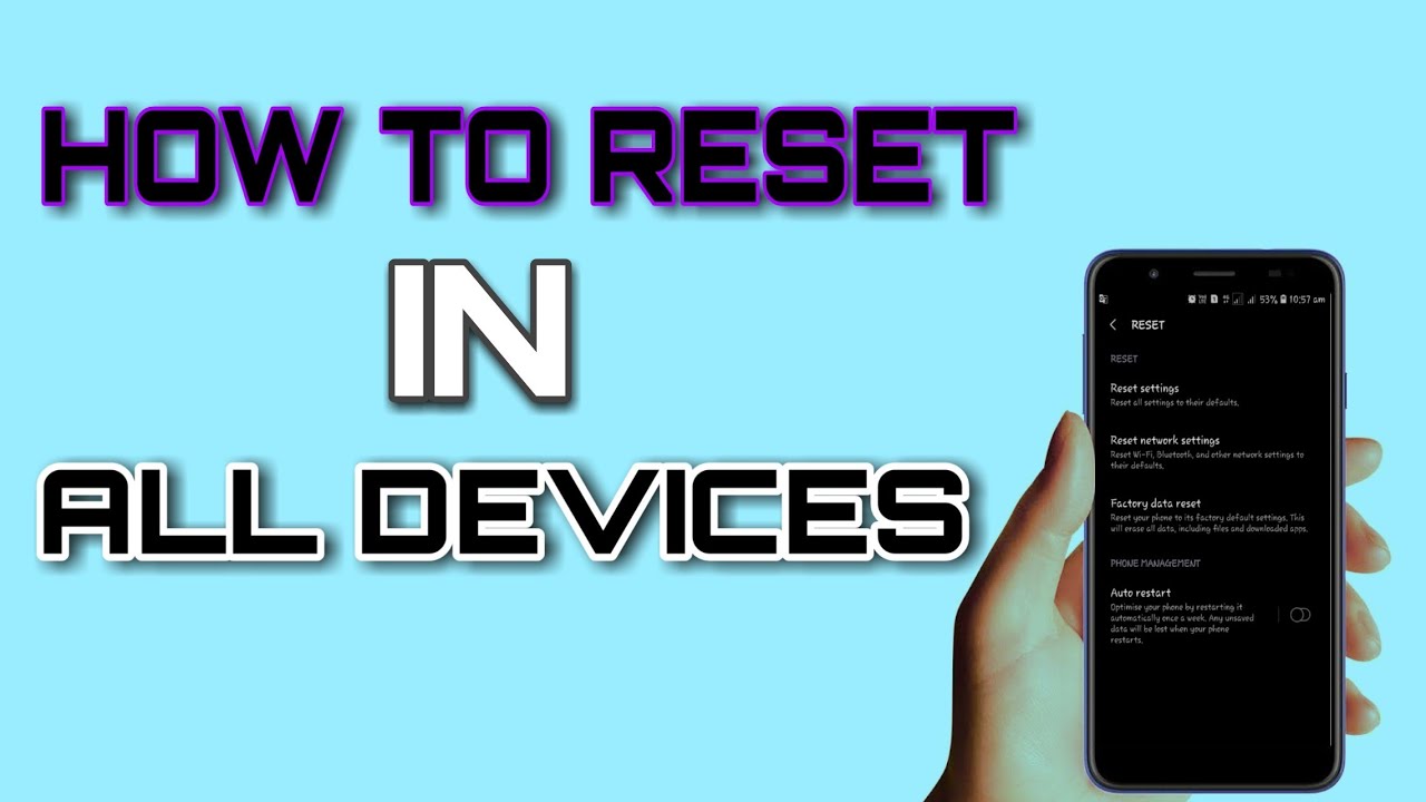 How To Reset In All Devices - YouTube