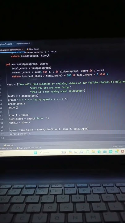 Make Typing Speed Calculator Using Python Day 29 Python Coding Pythonprojects