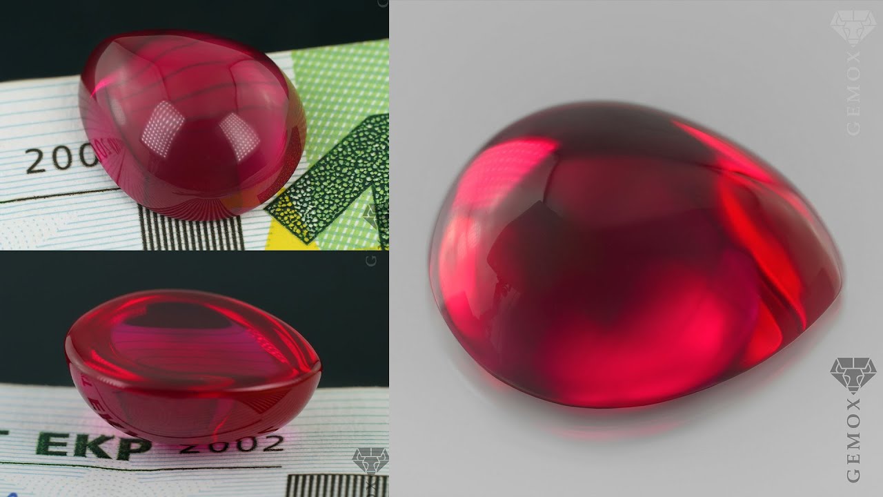 Ruby Cabochon Pear Loose Gemstone Authentic Raspberry Red Corundum ...