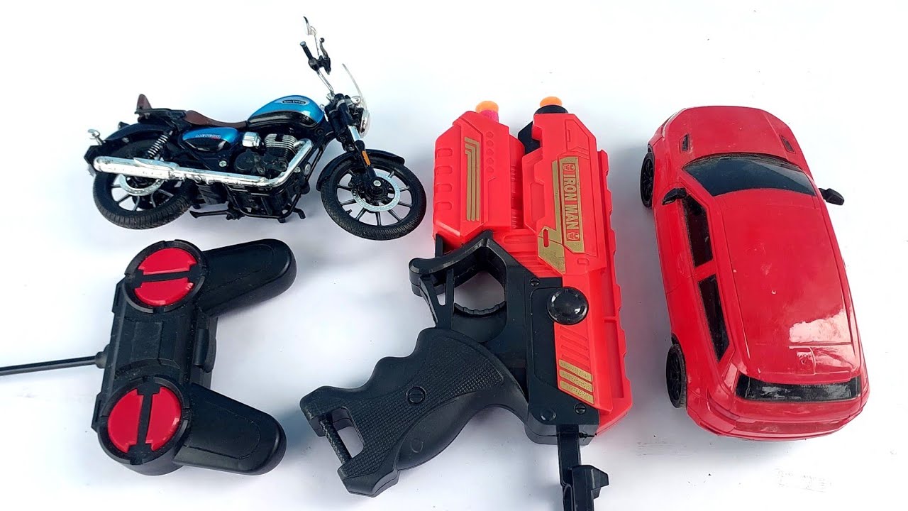 Remote control car,Gun,Diecast model bike Unboxed || gadi bala cartoon ...