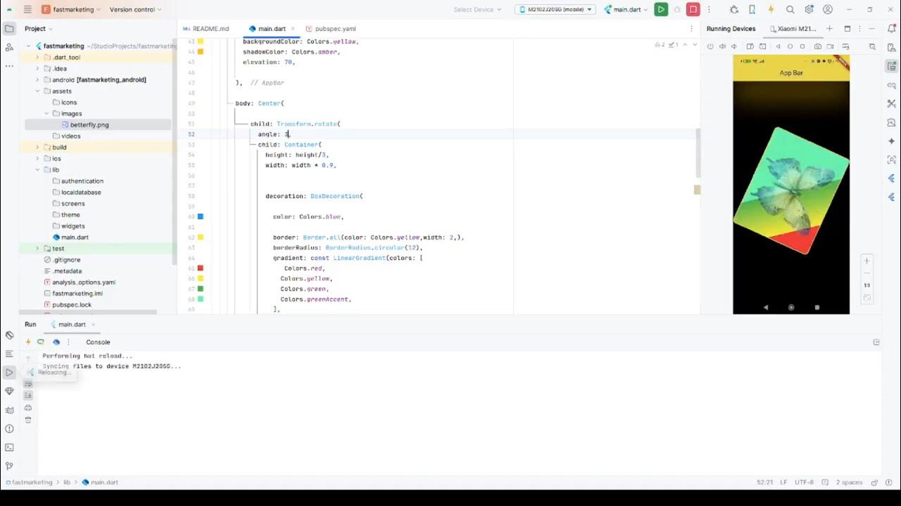 Flutter Transform rotate - YouTube