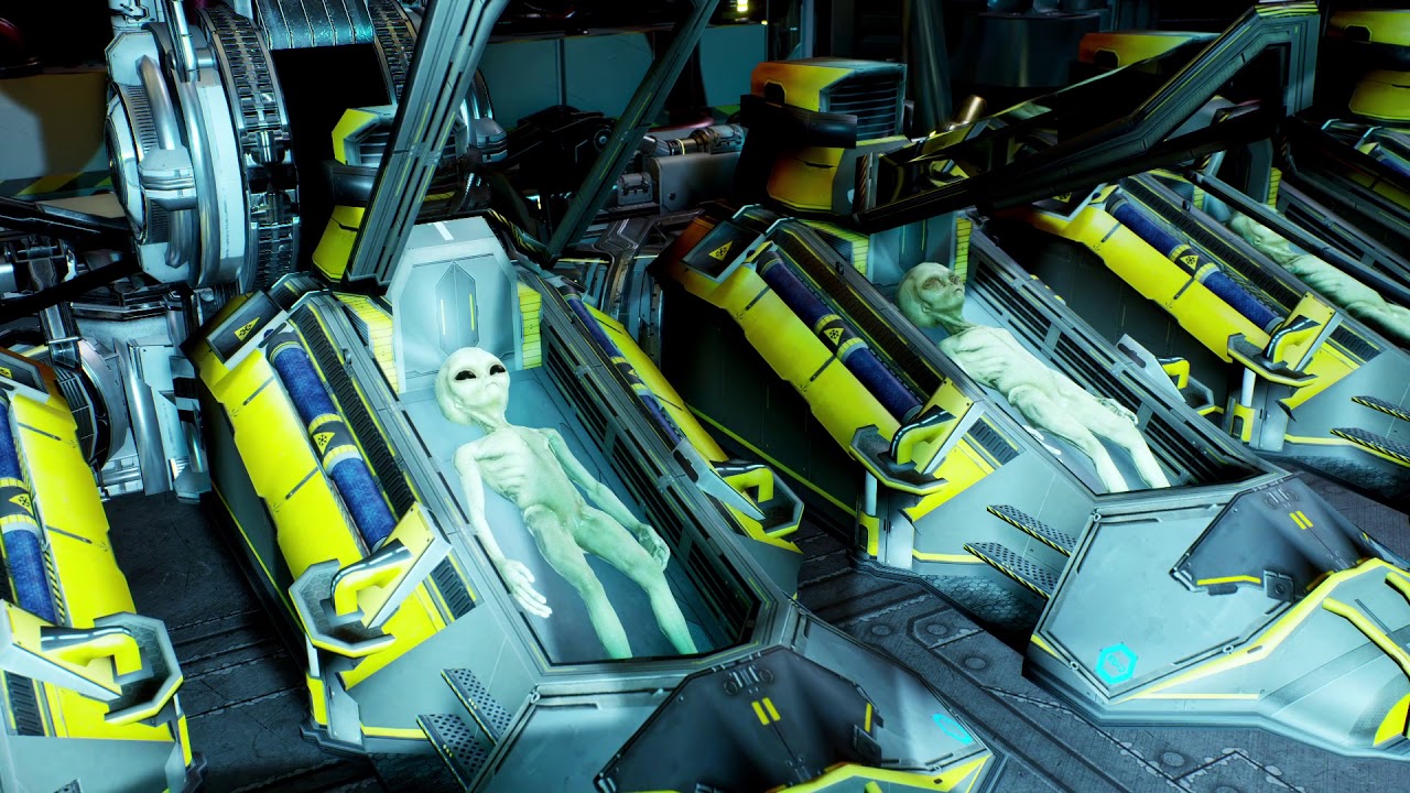 The opening of the cryo capsules with aliens on a spaceship - YouTube