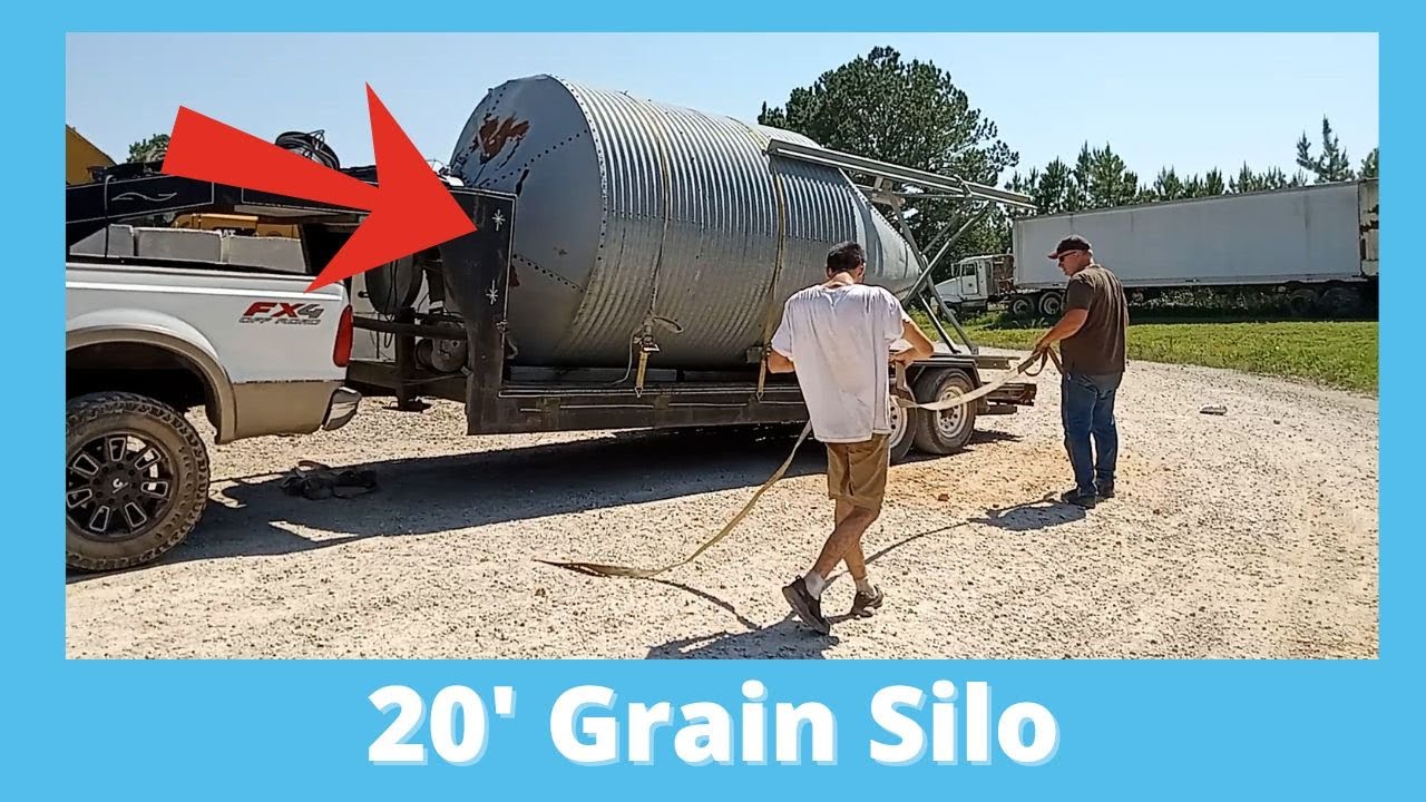 Moving A Grain Bin On Trailer - YouTube