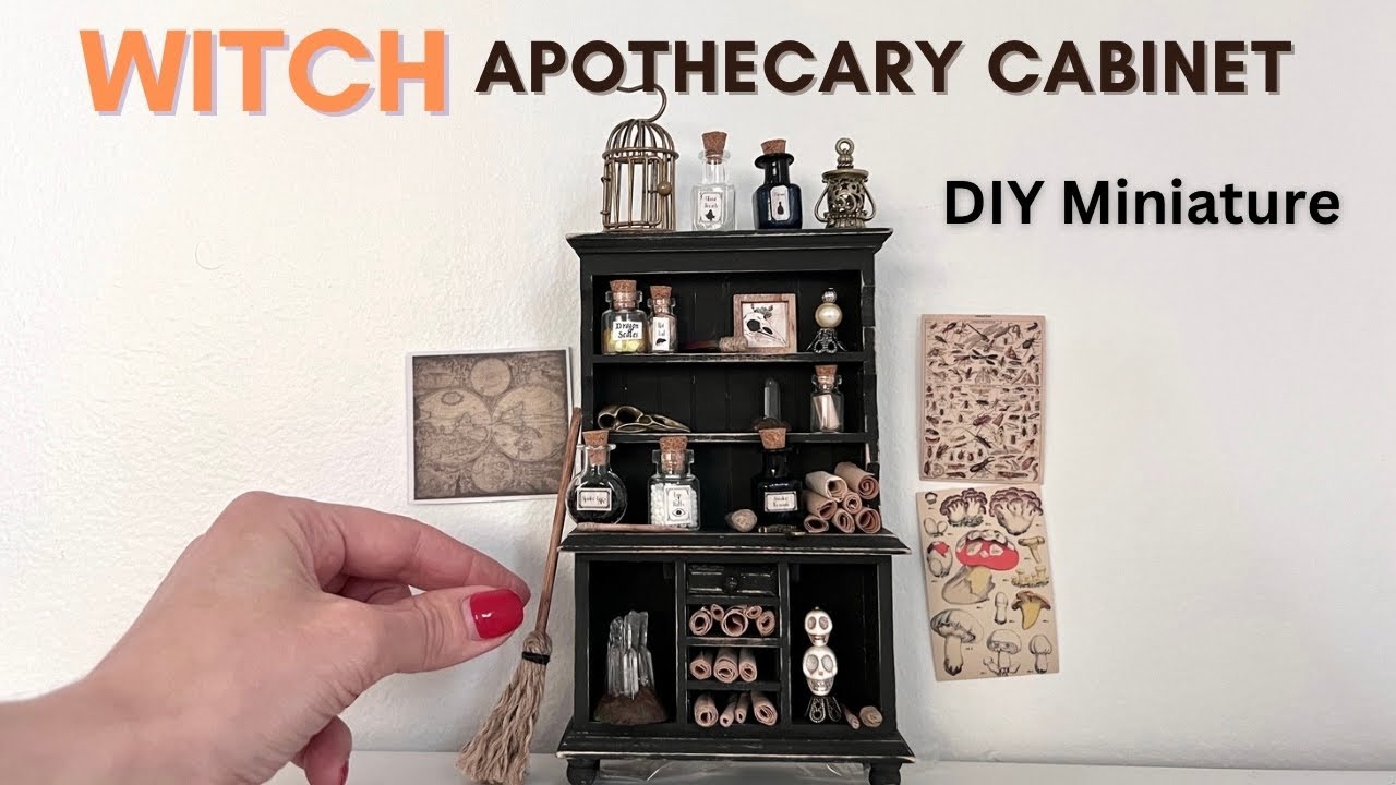 DIY Miniature Witch Cabinet of Curiosities for Dollhouse - YouTube