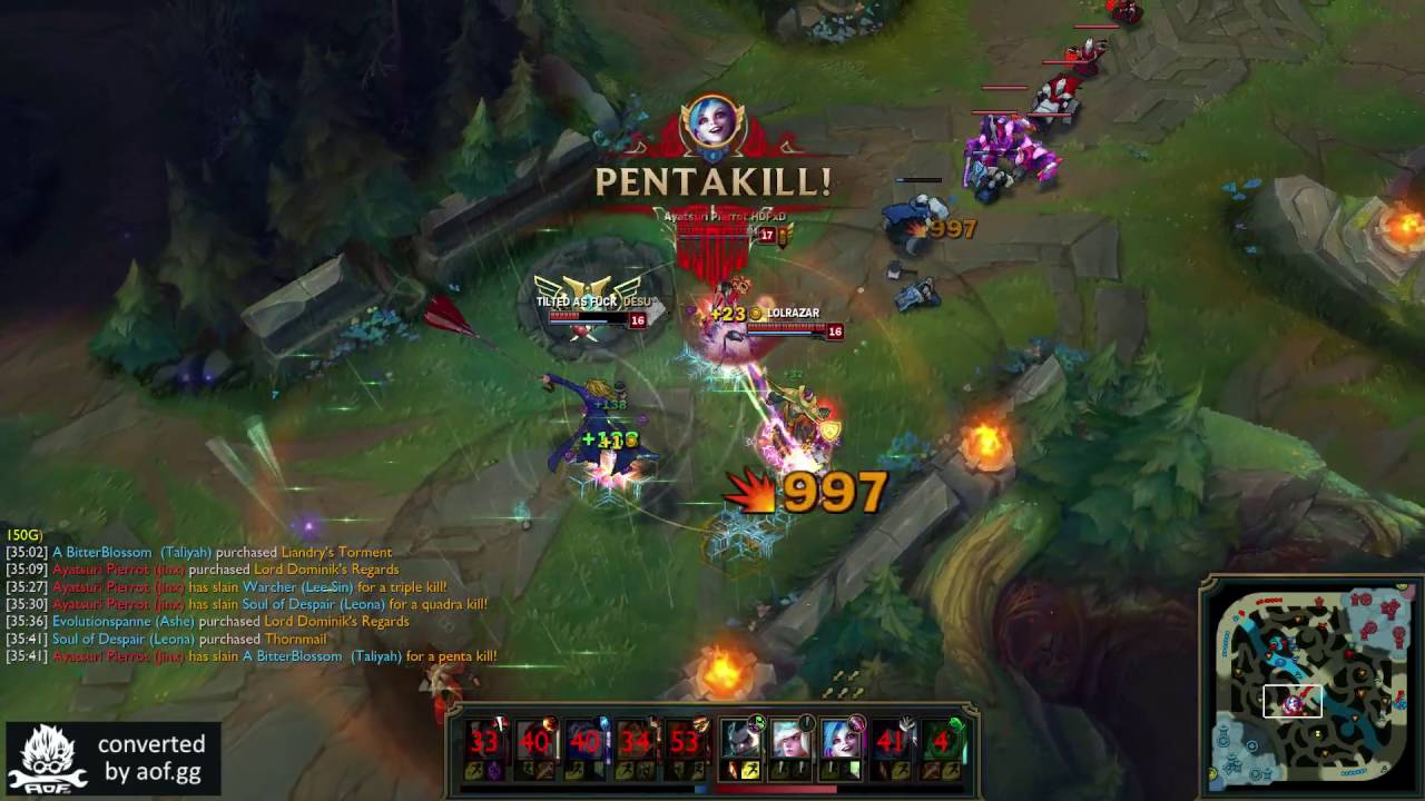 Pentakill by Ayatsuri Pierrot (Platinum III) as Jinx on EUW - YouTube