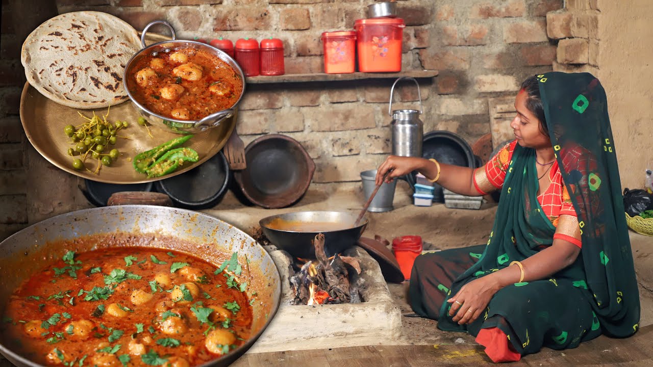 Gujarat Village Traditional Dinner Cooking | Dum Aloo | Indian Village ...