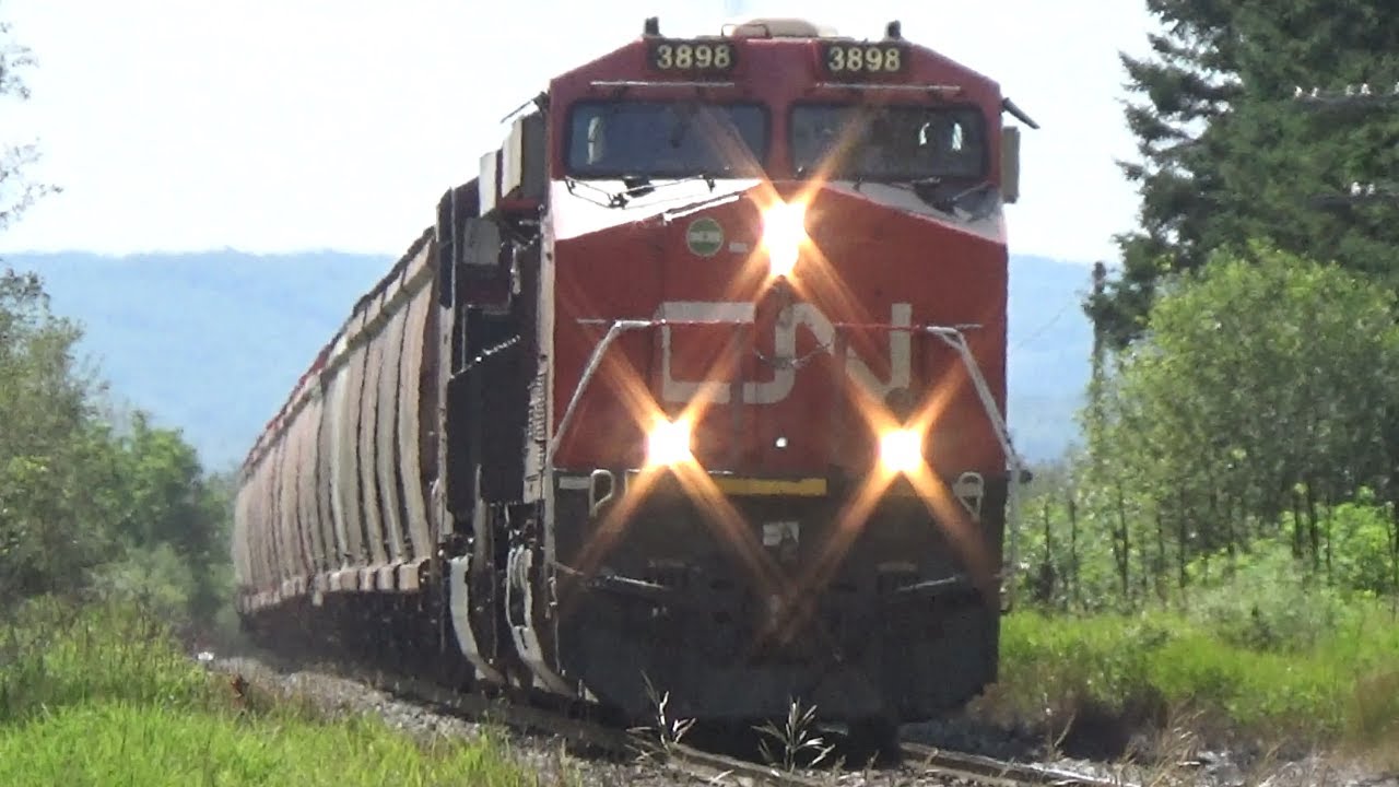 Long and Heavy Loaded 192 Car Potash Train CN B730 w/Mid & DPU DPSu ...