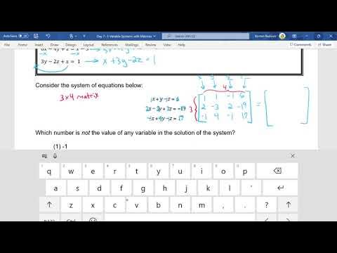 Solving 3 Variable Systems with Matrices - YouTube