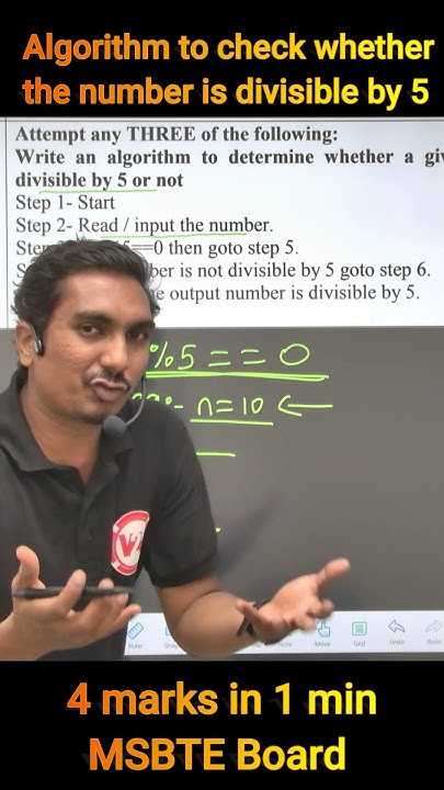 Algorithm to check whether the number is divisible by 5 | Akshay sir | PIC Diploma Sem-2 - YouTube