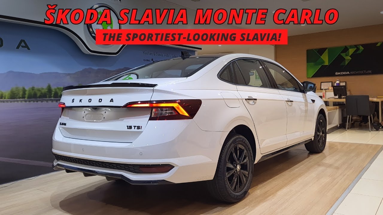 Skoda Slavia Monte Carlo 2024 Walkaround in Hindi | Candy White colour ...