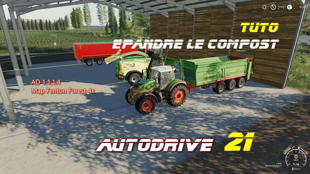 AutoDrive+CoursePlay FS19 (Epandre le compost) - YouTube