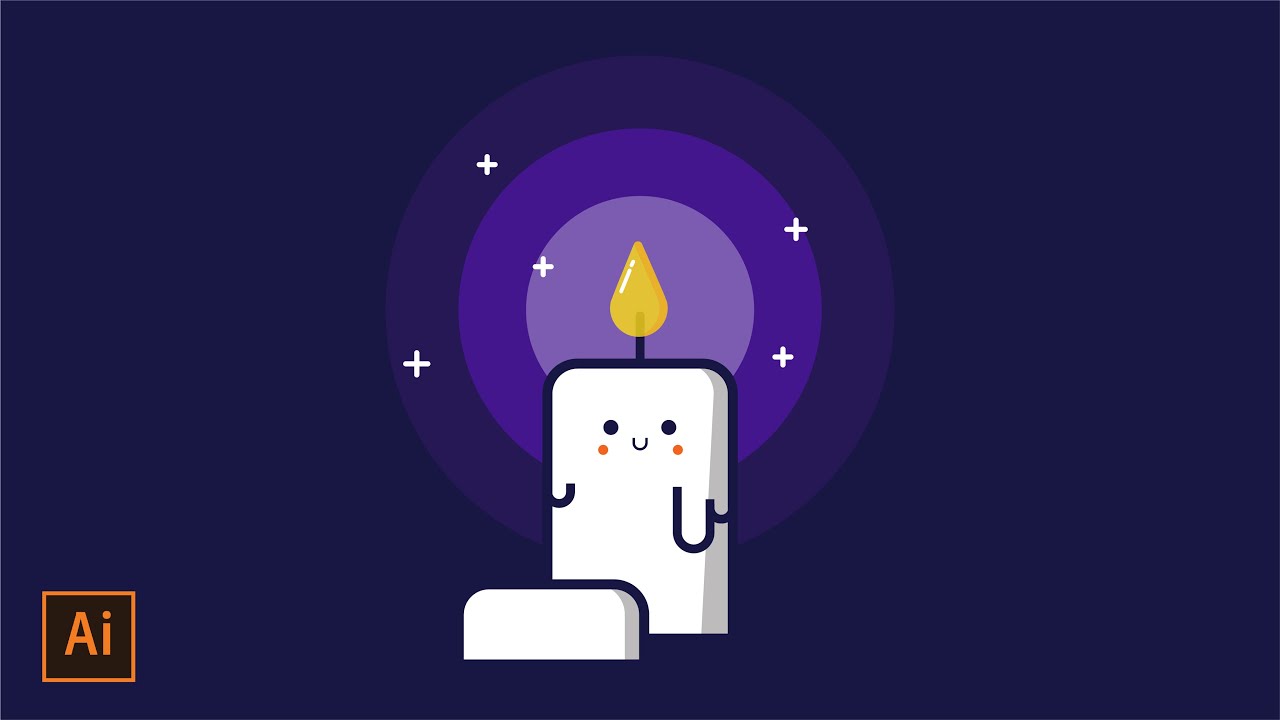 #14 SpeedArt Illustrator | Illustration of cute candle using Adobe ...