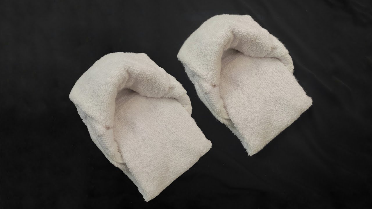 How to make towel slippers - towel art | towel folding - YouTube