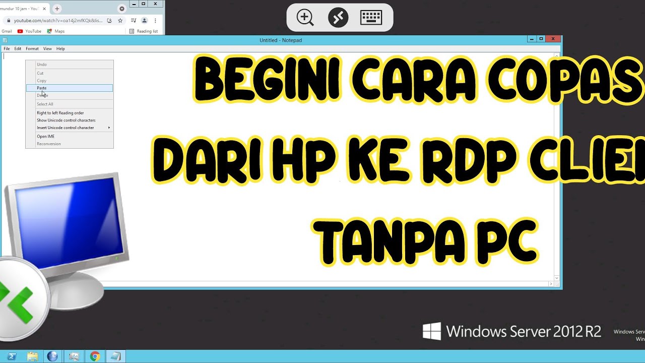 TUTORIAL COPY PASTE DARI HP KE RDP CLIENT - YouTube
