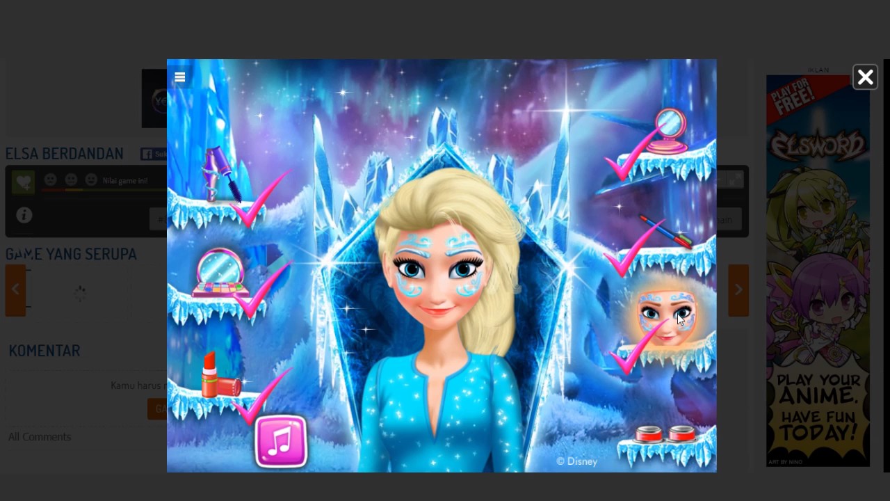 Play Games Elsa Frozen make up ice | Bermain game elsa merias pakai es ...