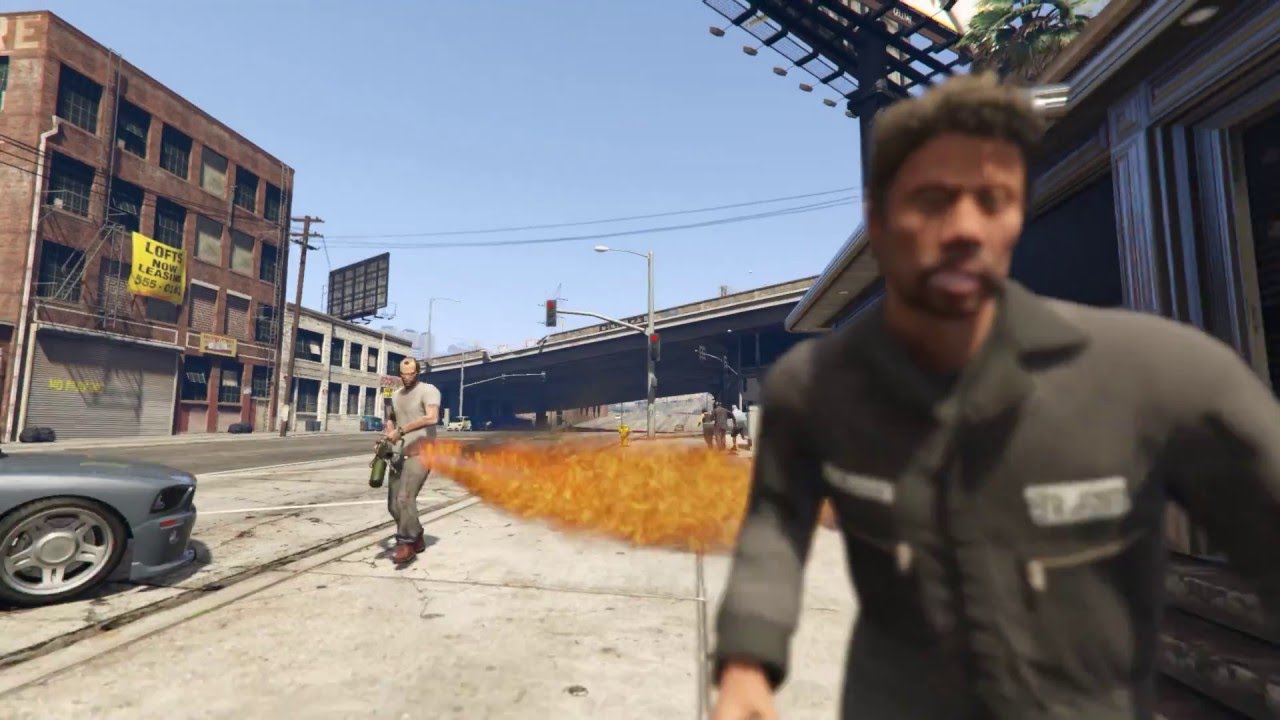 GTA 5 PC MODS - REAL FLAMETHROWER - YouTube
