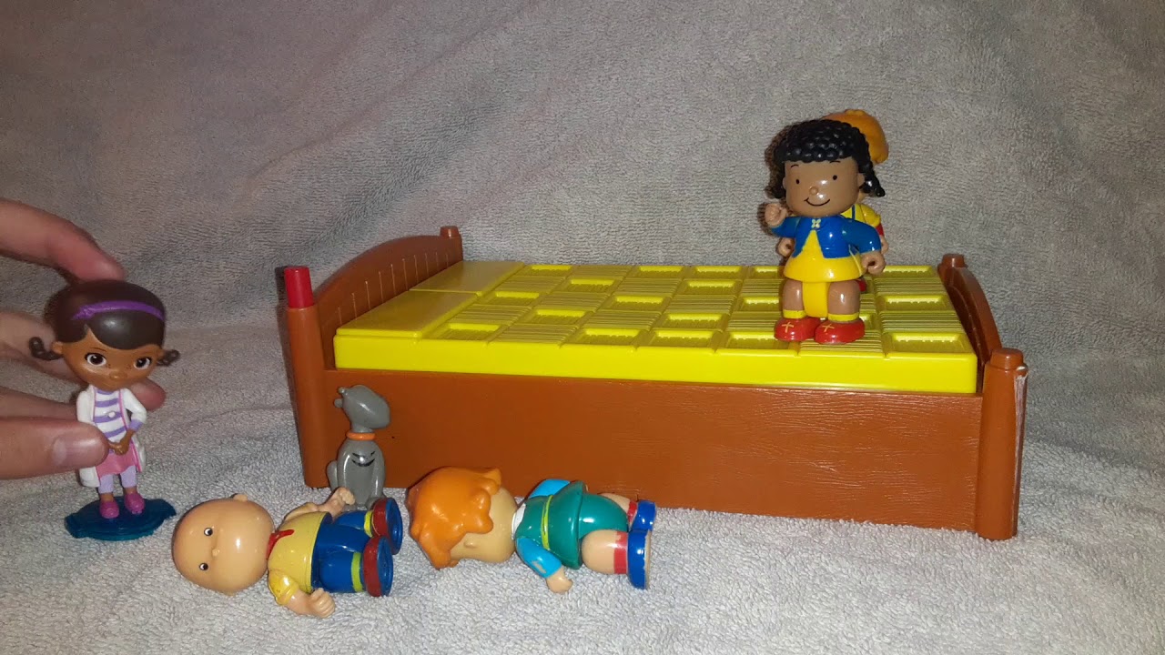 5 little caillou friends jumping on the bed - YouTube