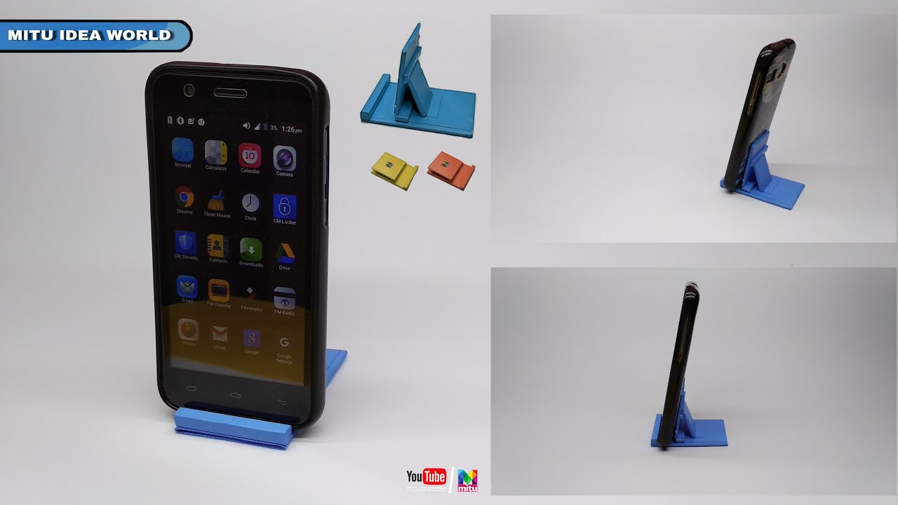 how to make homemade foldable mobile stand with paper | DIY mobile ...