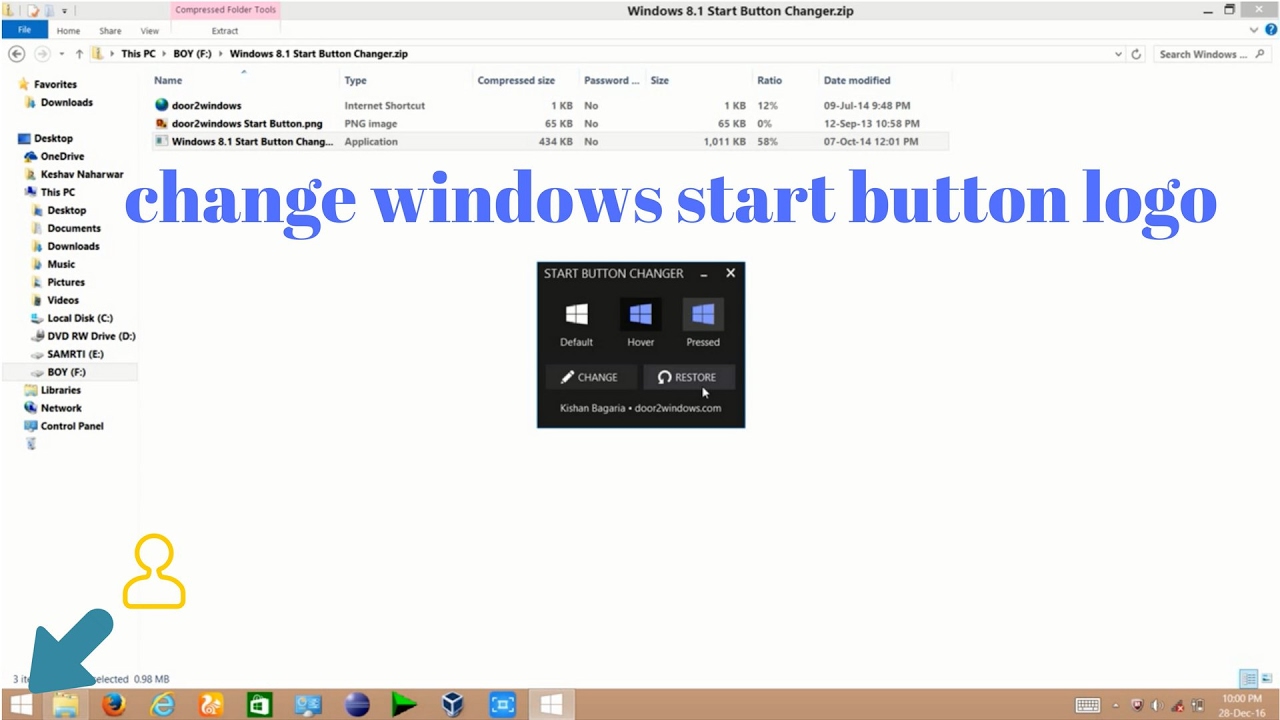 how to chnage windows start button logo with the help of software in ...